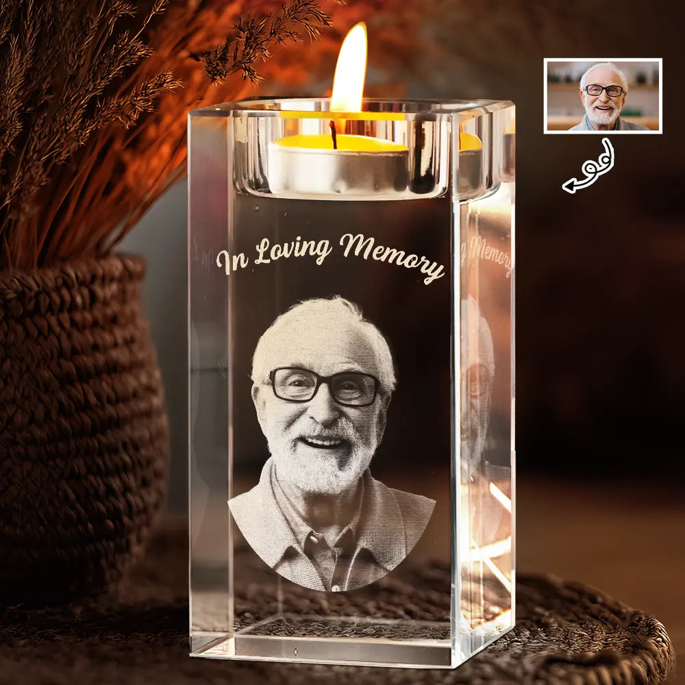 Custom Photo In Loving Memory Memorial - Personalized Crystal Candle H ...